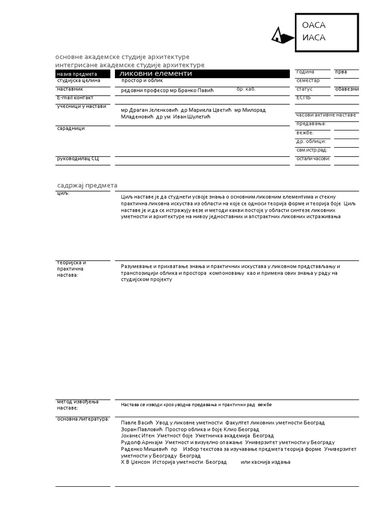 Oasa Iasa 11012 Likovni Elementi | PDF