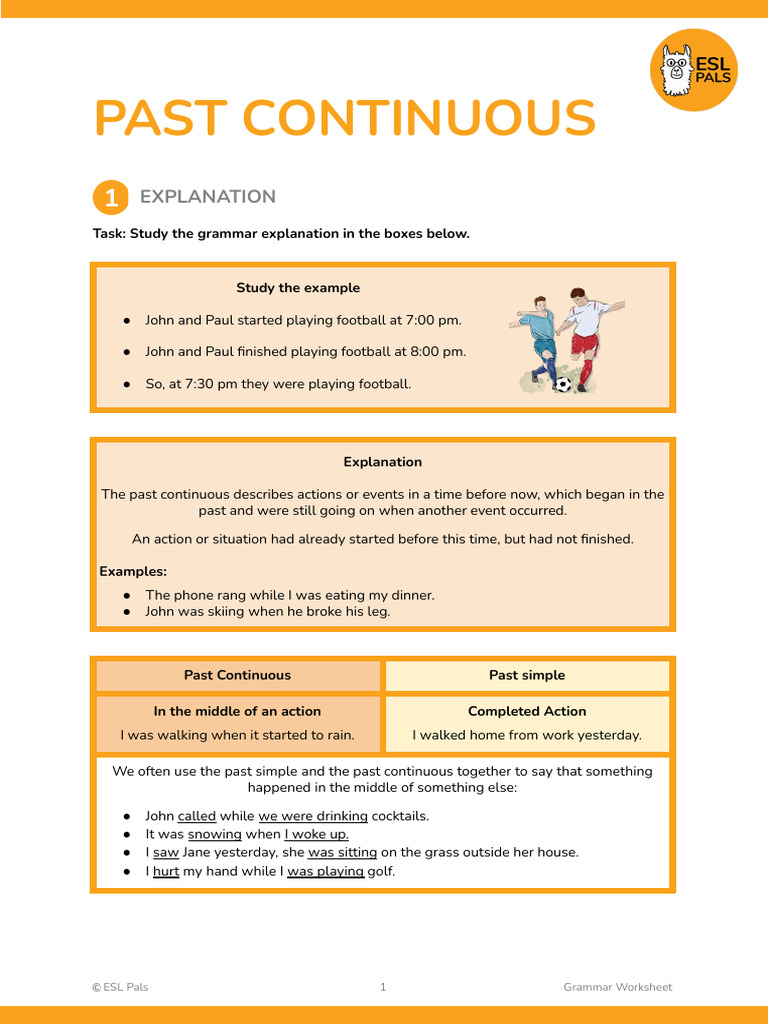 (SV) Past Continuous | PDF