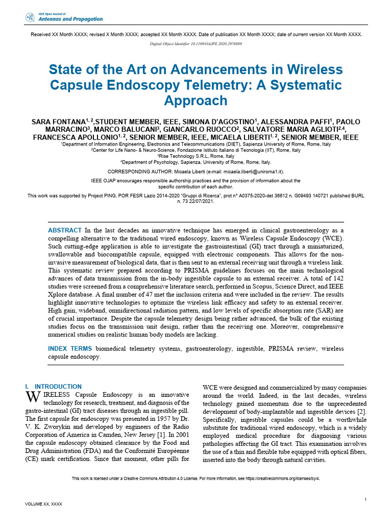 State of The Art On Advancements in Wireless Capsu | PDF