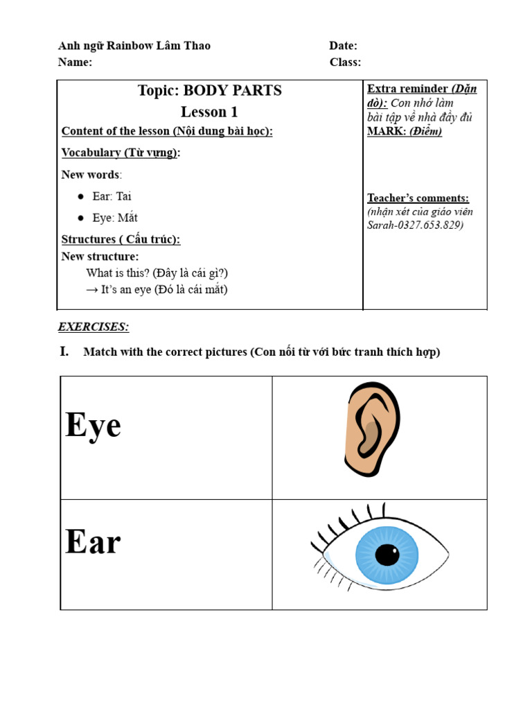 Body Parts 1 | PDF | Language Arts & Discipline