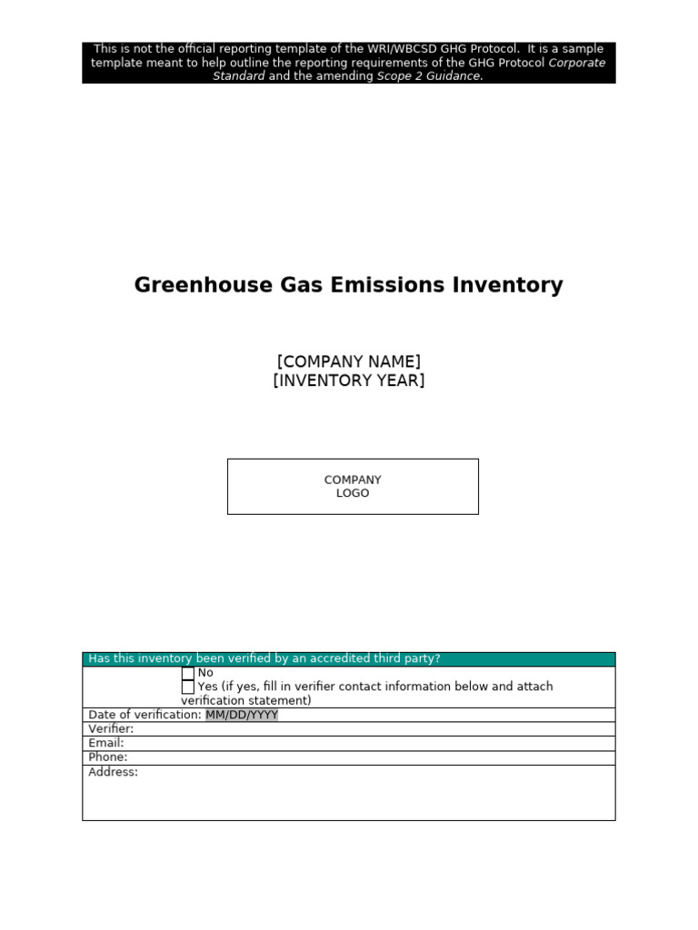 7 - GHG Protocol Reporting Template (Updated) | PDF