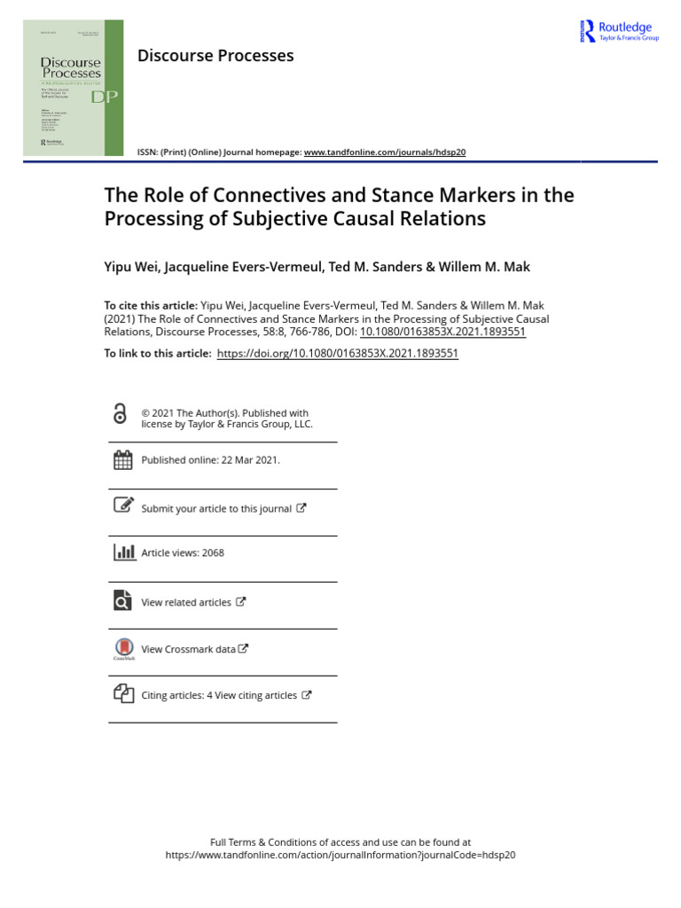 The Role of Connectives and Stance Markers in The Processing of ...