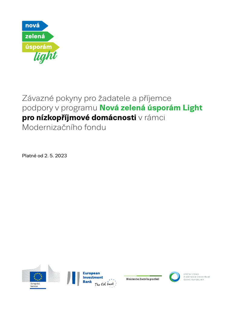 NZÚ Light - Závazné Pokyny Pro Žadatele - 05-2023 | PDF