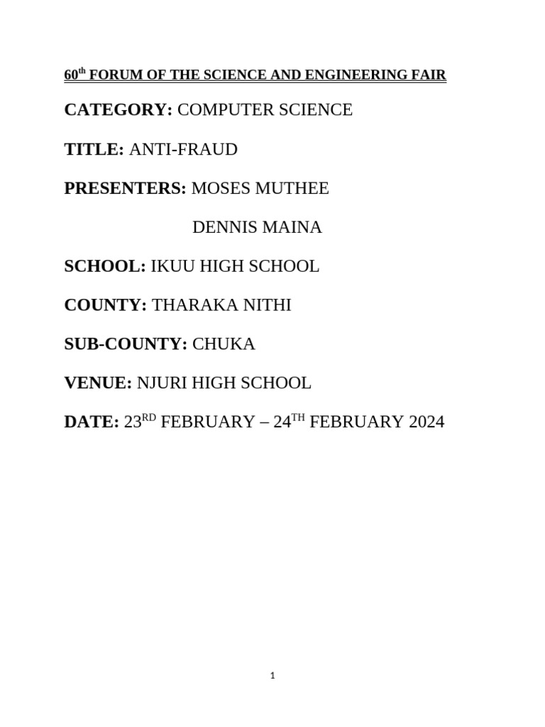 Computer Science Project Write Up | PDF
