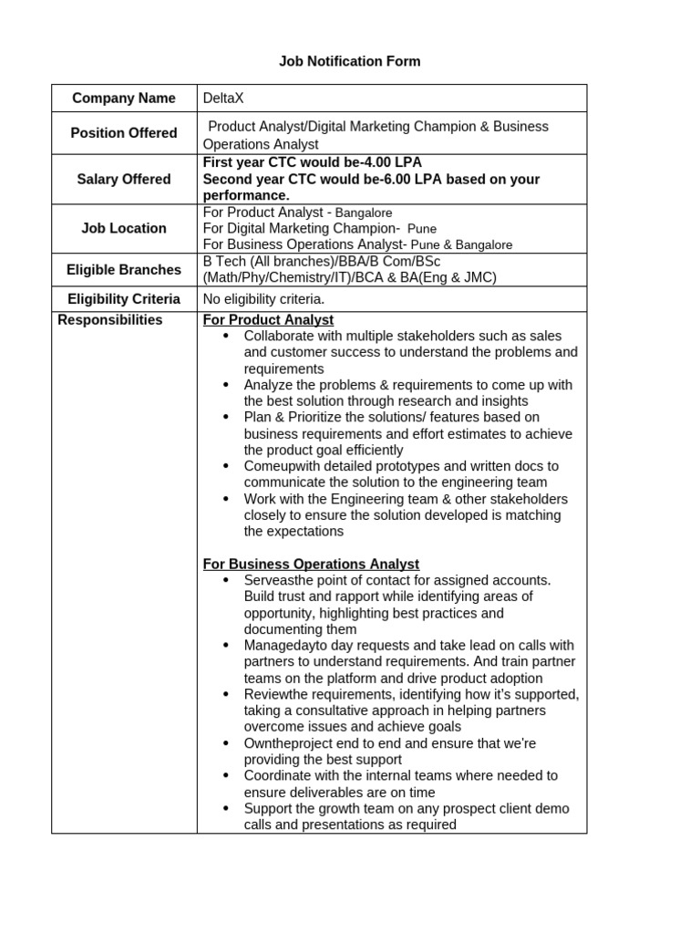 Job Notification Form-1 | PDF