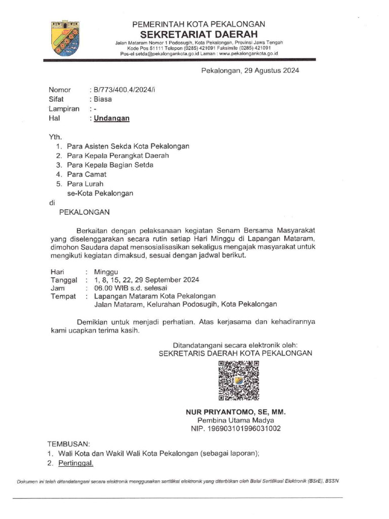 Undangan Senam Bersama Masyarakat | PDF