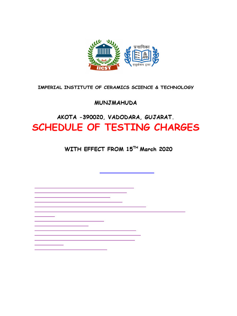 IICST Testing Charges | PDF