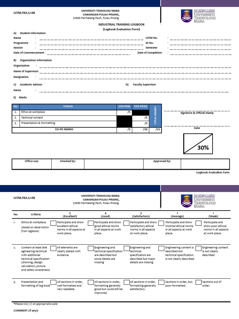 Logbook RUBRIC | PDF