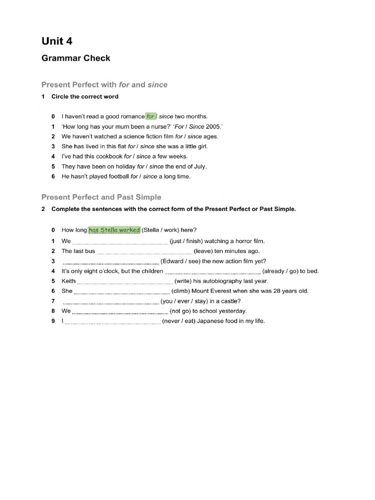 Present Perfect Zadania | PDF