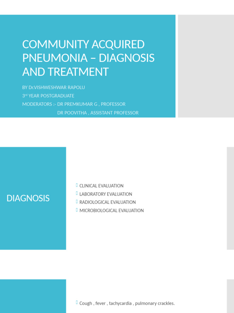 Community Acquired Pneumonia - Diagnosis and Treatment | PDF