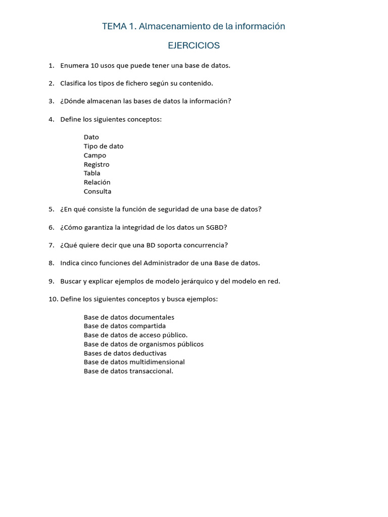 TEMA 1. EJERCICIOS 2 | PDF