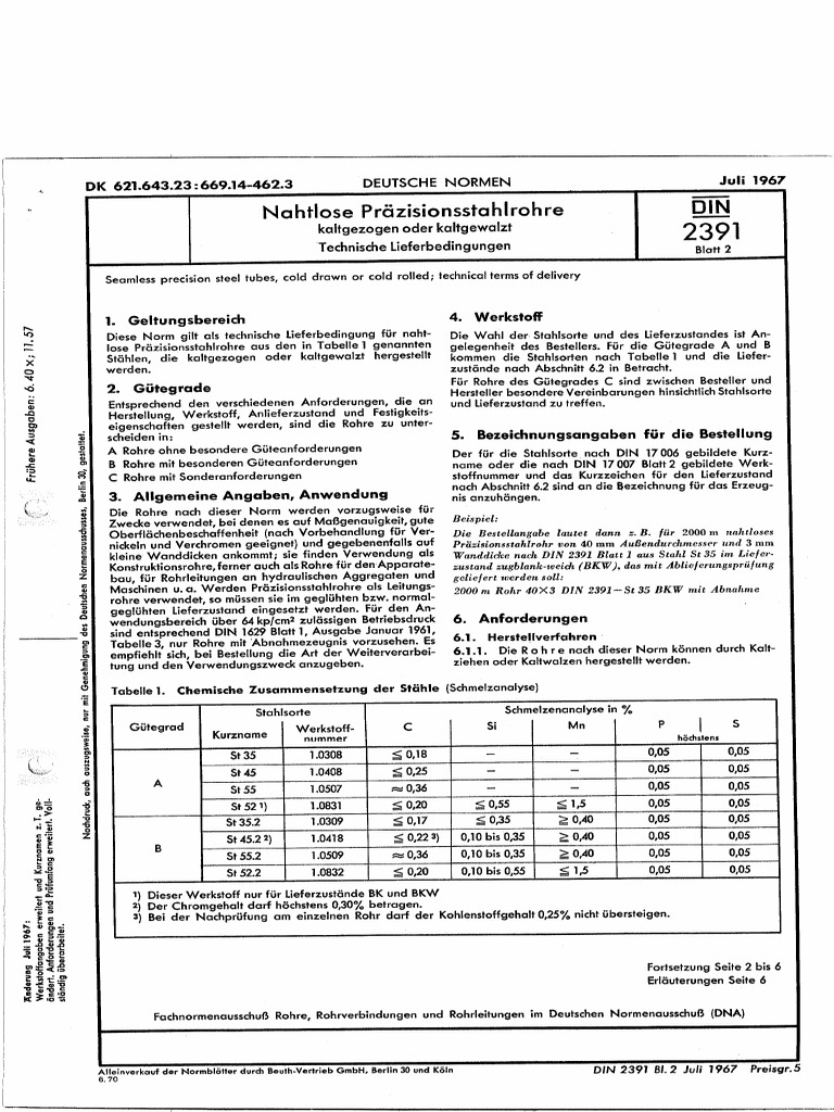 Din 2391 Tubi ST52.2 | PDF