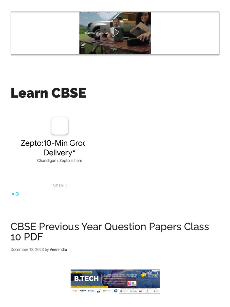 CBSE Class 10 Previous Year Papers PDF | PDF