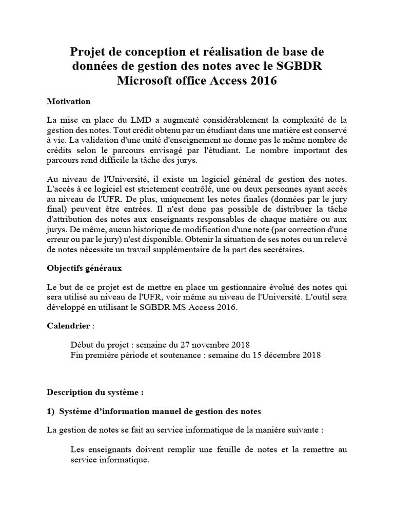 Projet BD S6 2IE | PDF