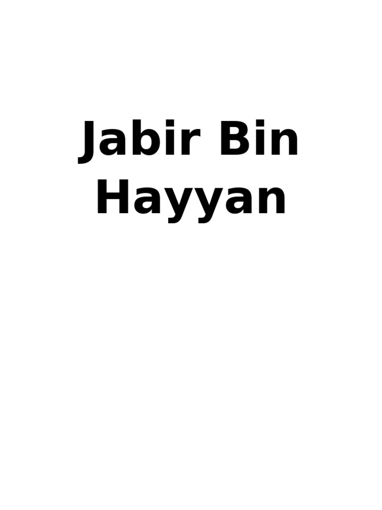 Jabir Bin Hayyan | PDF
