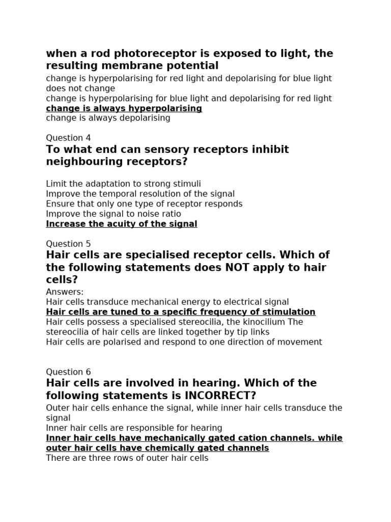 Biom2011 Sensory Quiz | PDF
