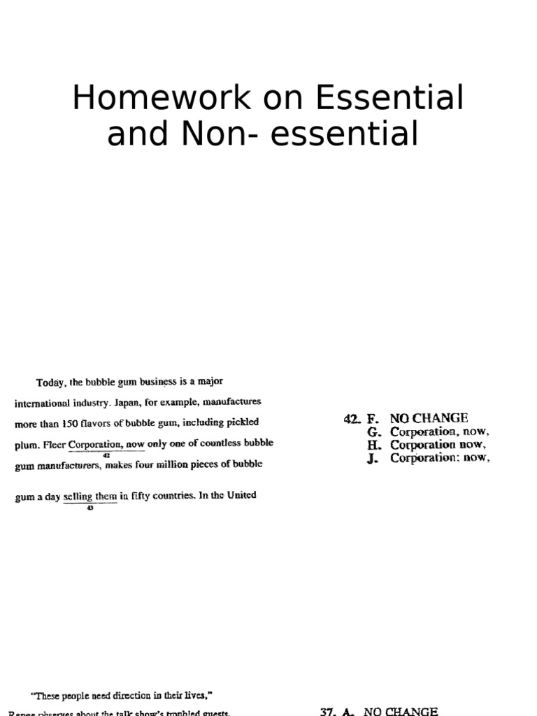 Homework On Essential and Non - Essential | PDF