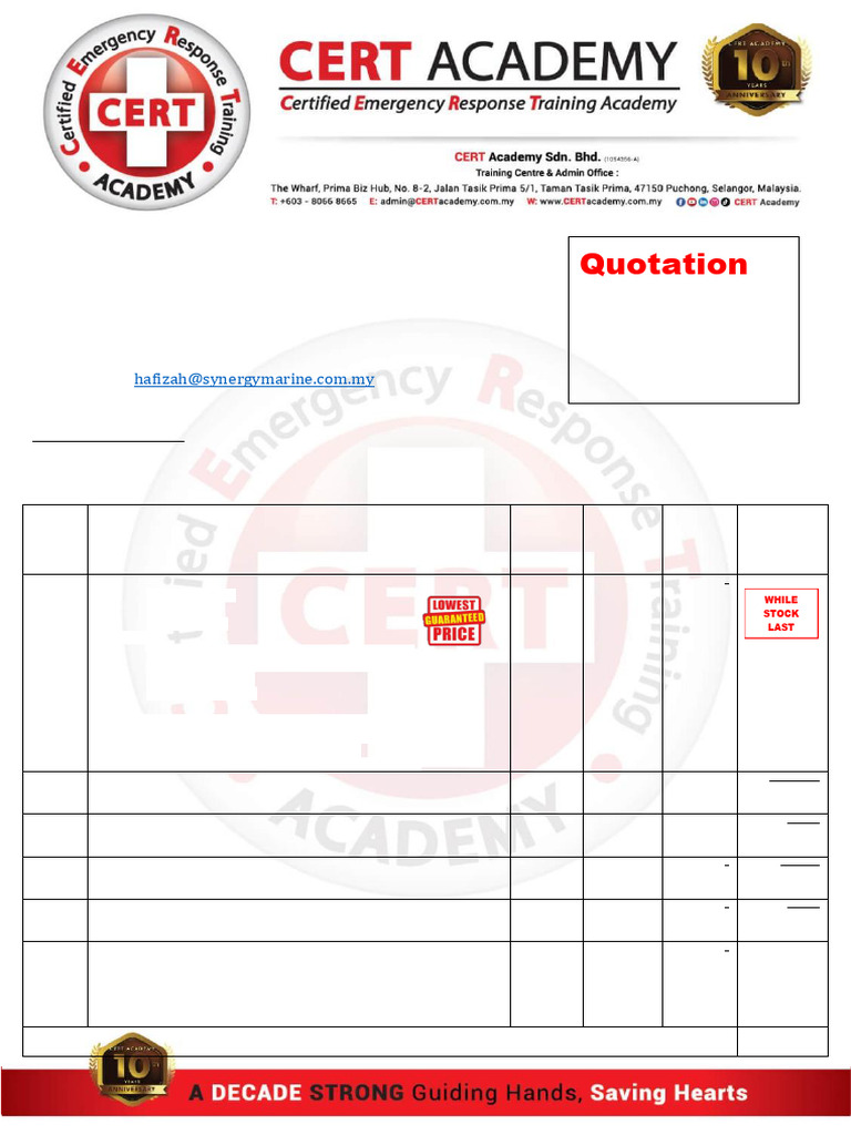 Quotation 0667 - AED 350P For Synergy Marine (M) SDN BHD | PDF