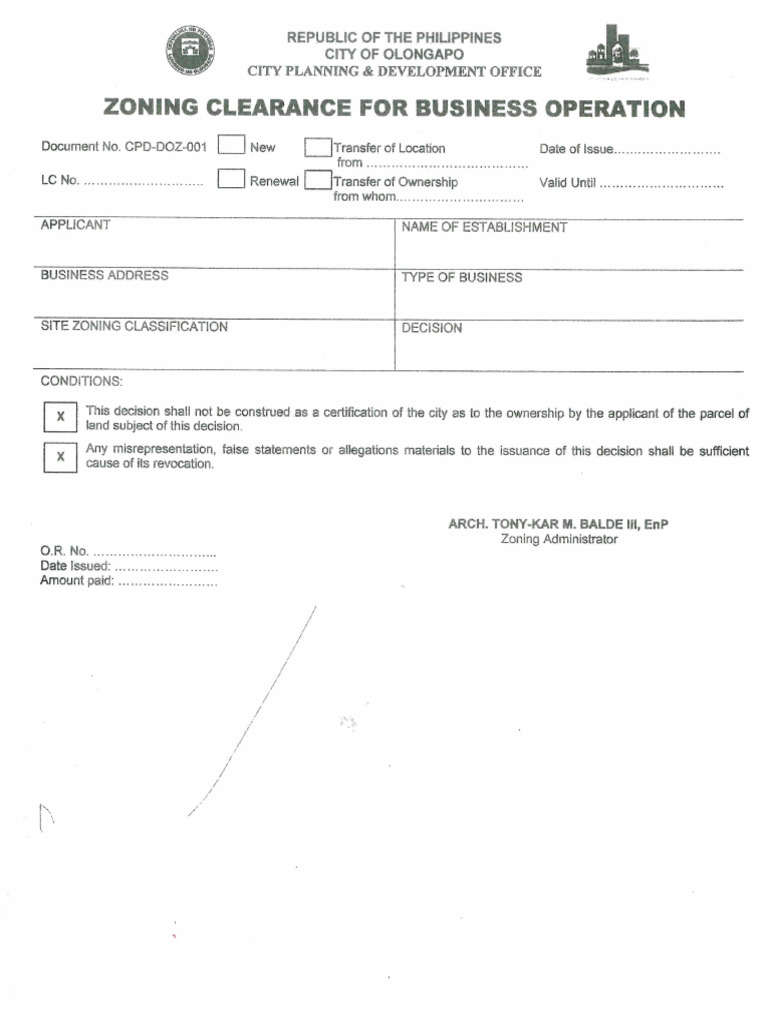 Zoning Locational Clearance For Business Operation | PDF