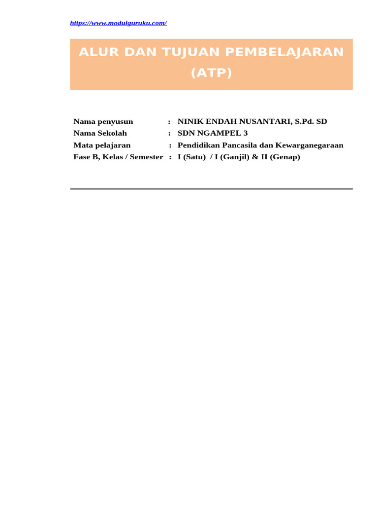 ATP PPKN Kelas 1 | PDF