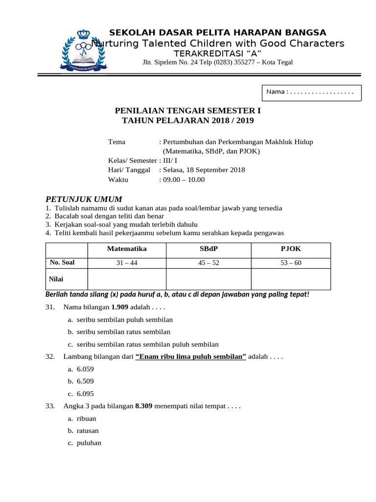 Soal PTS G3 Tema 1 Tahap 2 | PDF