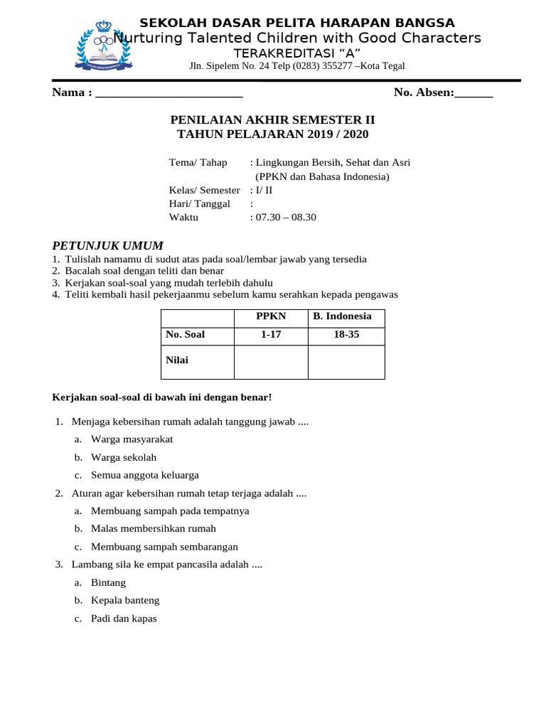 Pat Tema 6 Grade 1 | PDF