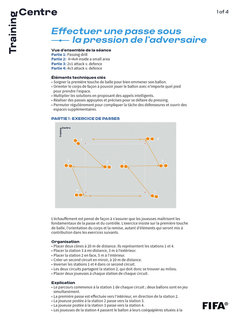 FIFA Session Plan Passing Under Pressure-FR | PDF