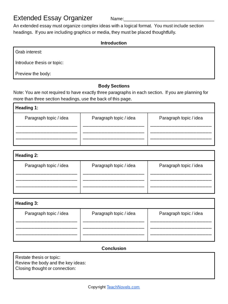 Extended Essay Paper Formatting Organizer | PDF