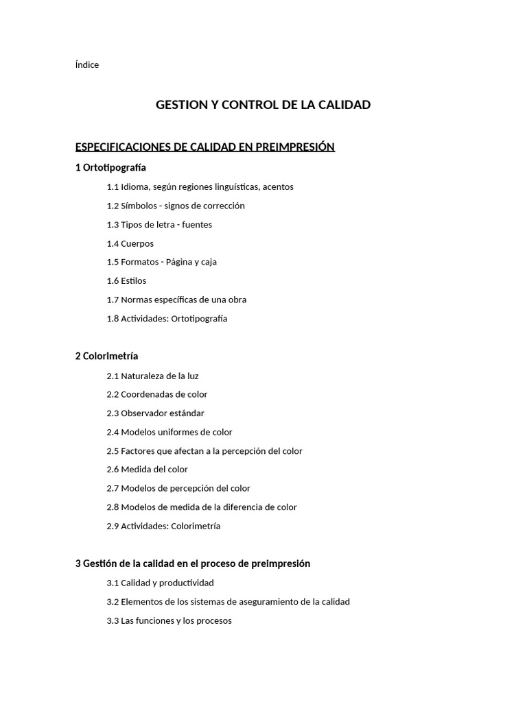 Gestión y Control de La Calidad | PDF