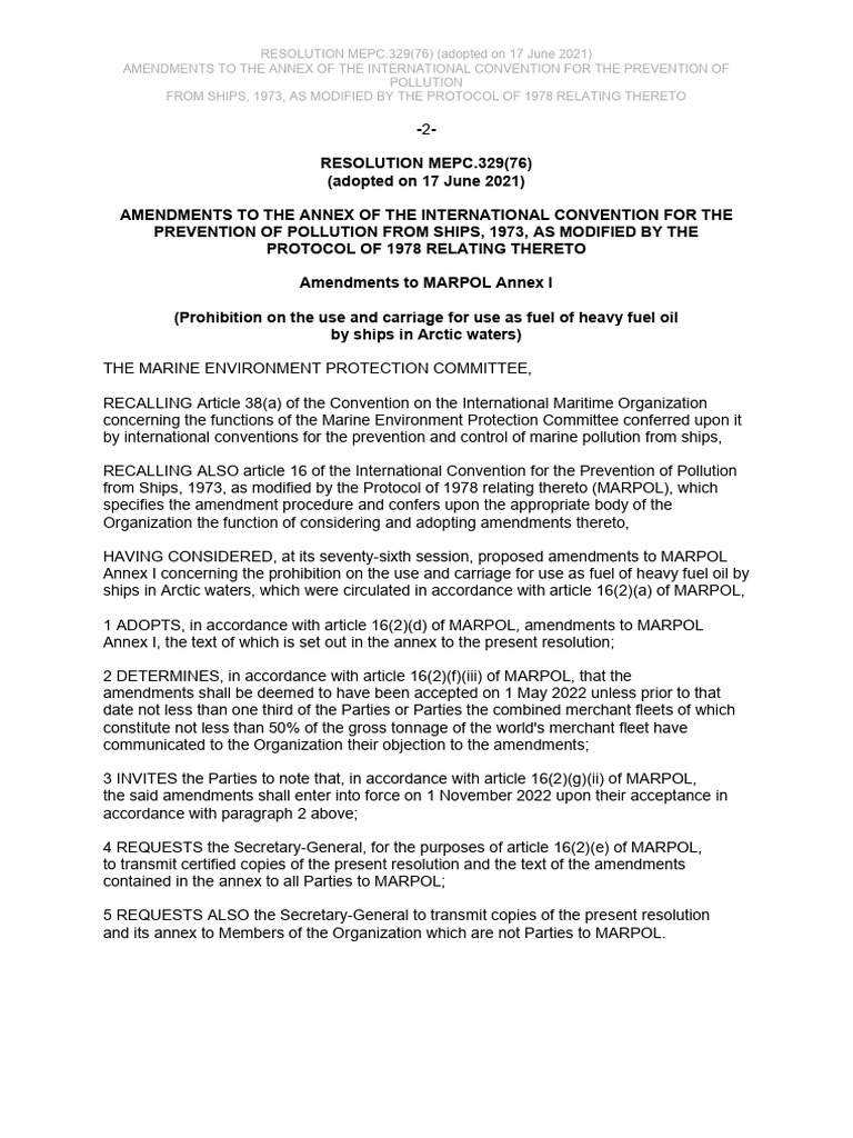 MEPC 32976 MARPOL Annex 1 Amendments - 2024 - 06 | PDF