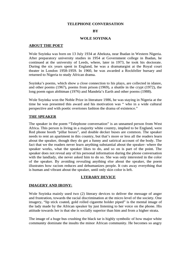 Telephone Conversation - English Project | PDF