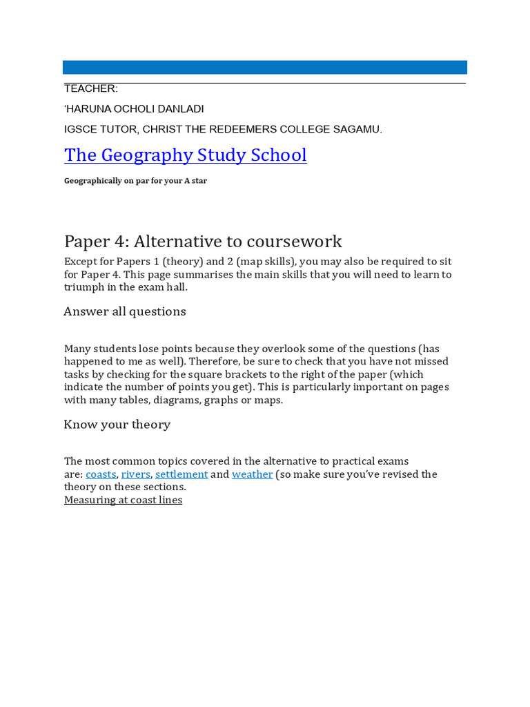 IGSCE Geography Paper 4 Notes | PDF