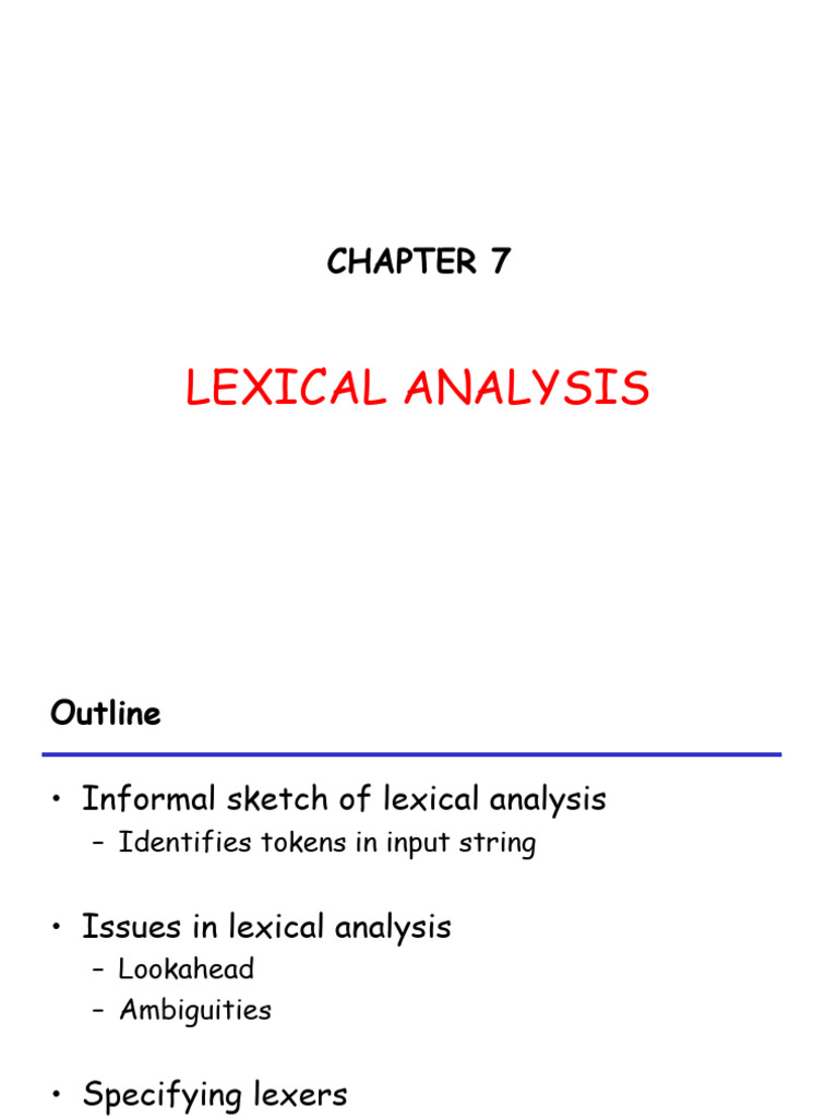 Chapter 7 Lexical Analysis | PDF | Parsing | Teaching Methods & Materials