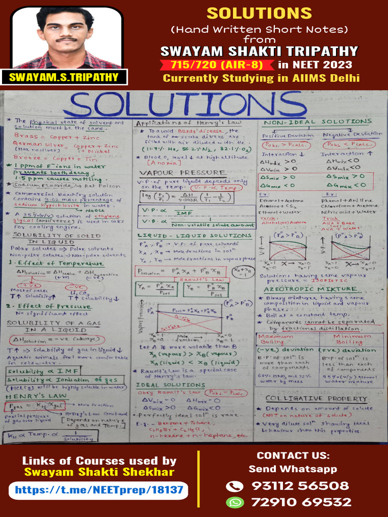 Solutions Short Notes | PDF