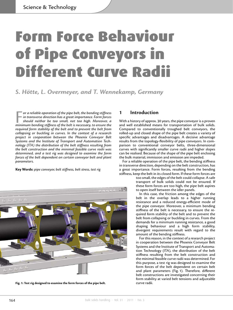 Form force behaviour of pipe conveyors | PDF
