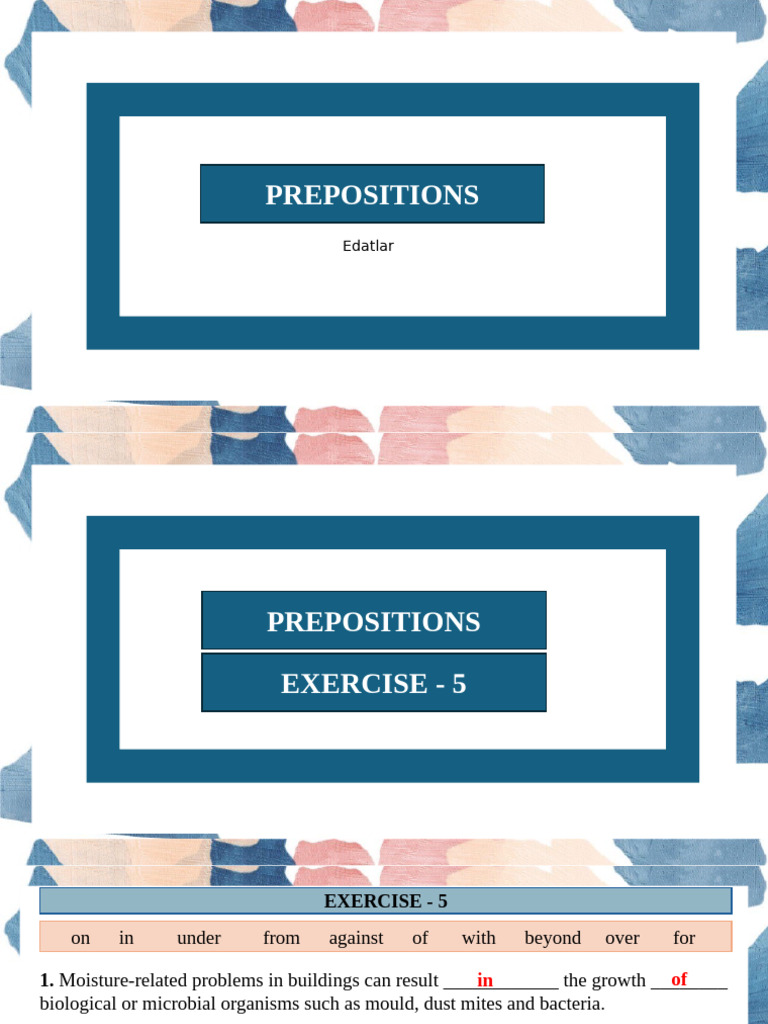 PREPOSITIONS EXERCISES | PDF