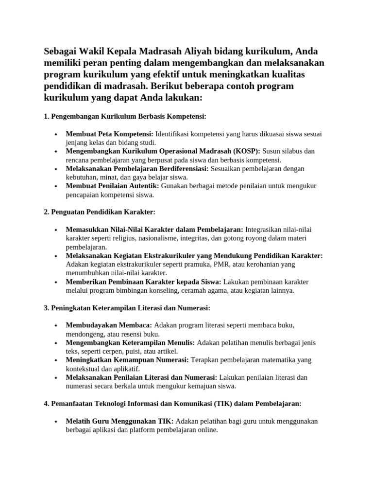 Contoh Program Kurikulum | PDF