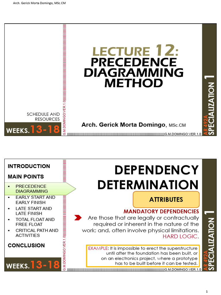 Precedence Diagramming Method: Dependency Determination | PDF