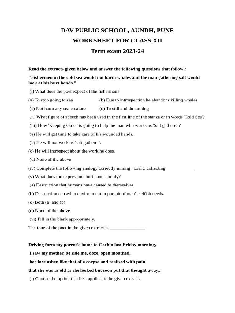 Worksheet 12 | PDF