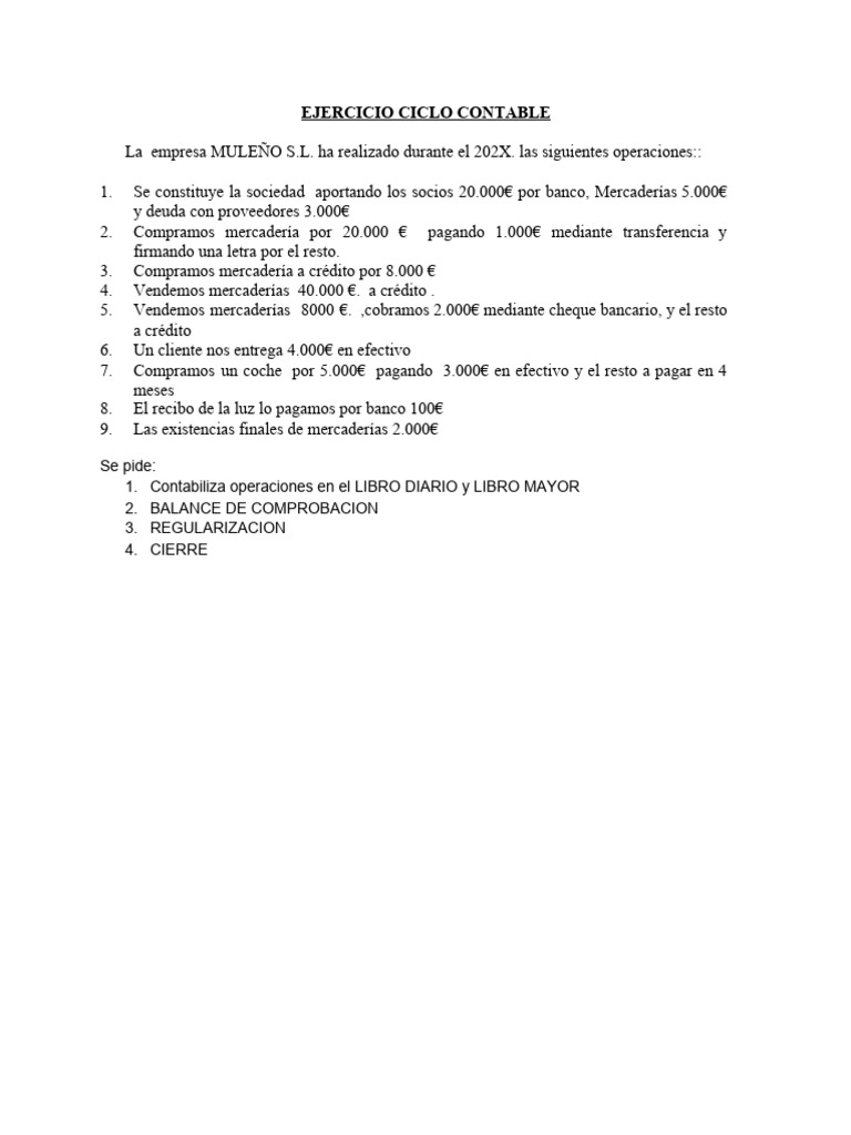 Ejercicio Ciclo Contable | PDF