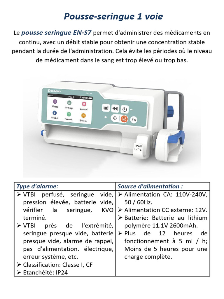 Pousse Seringue Fiche Technique | PDF