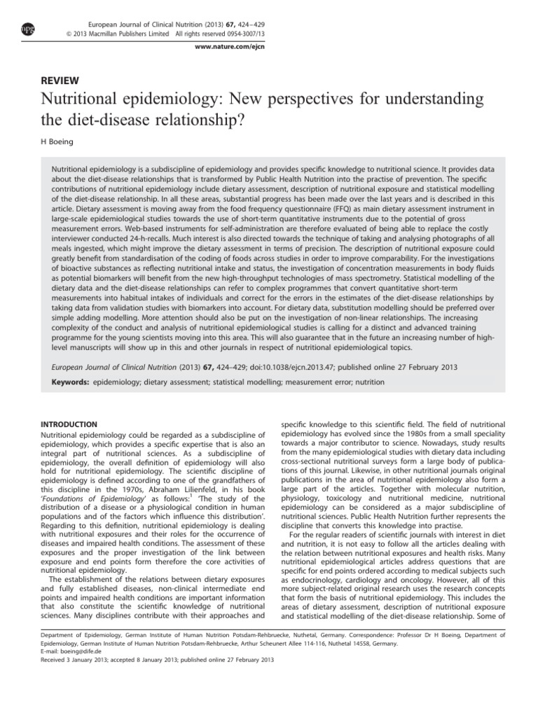 Nutritional Epidemiology | PDF