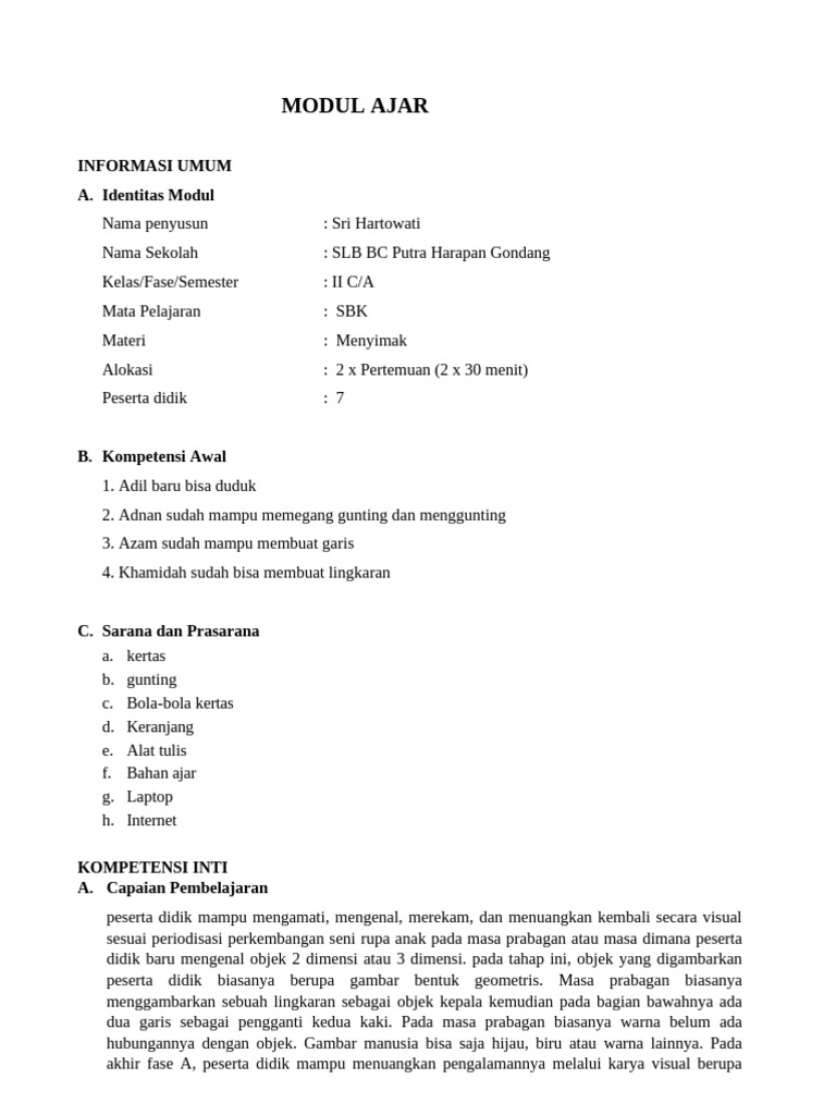 Modul Ajar SBK 2 New | PDF