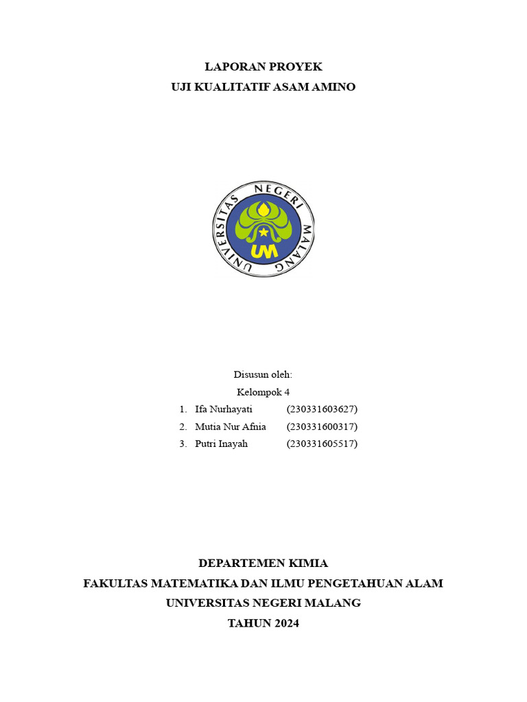 Laporan Praktikum Biokimia Uji Millon Universitas Negeri Malang | PDF ...