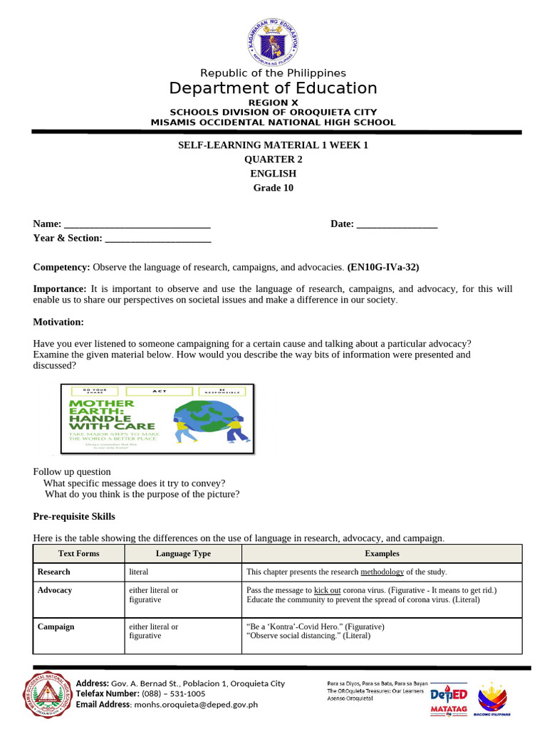 G10-Q2-SLM 1-2-Week1 | PDF