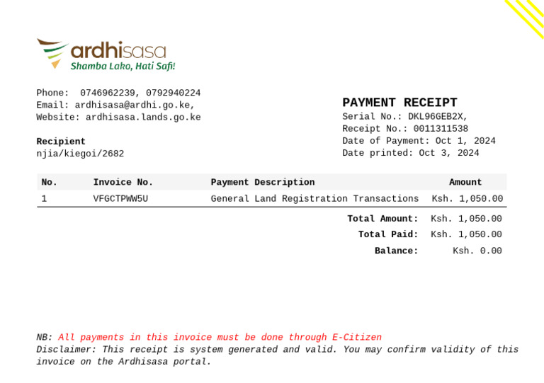 Payment Receipt: Recipient | PDF