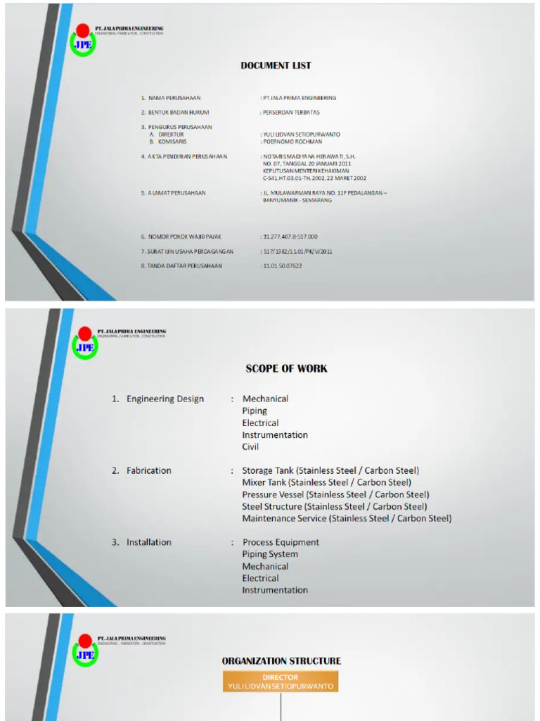 PT Jala Prima Engineering Dua Utas | PDF