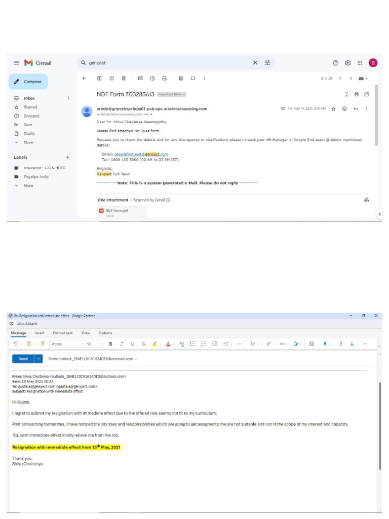 Resign Acknowledge Genpact | PDF