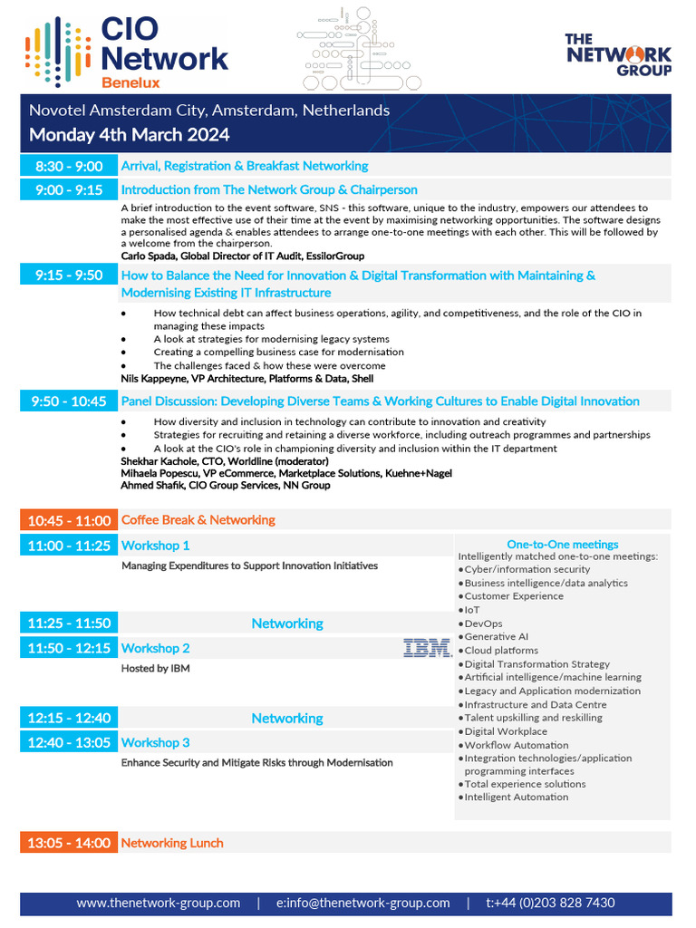 Benelux CIO Network Agenda 2024 | PDF