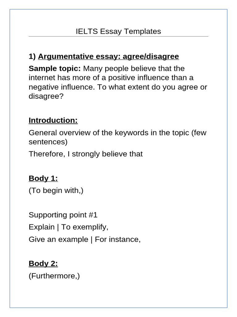 IELTS Essay Templates | PDF